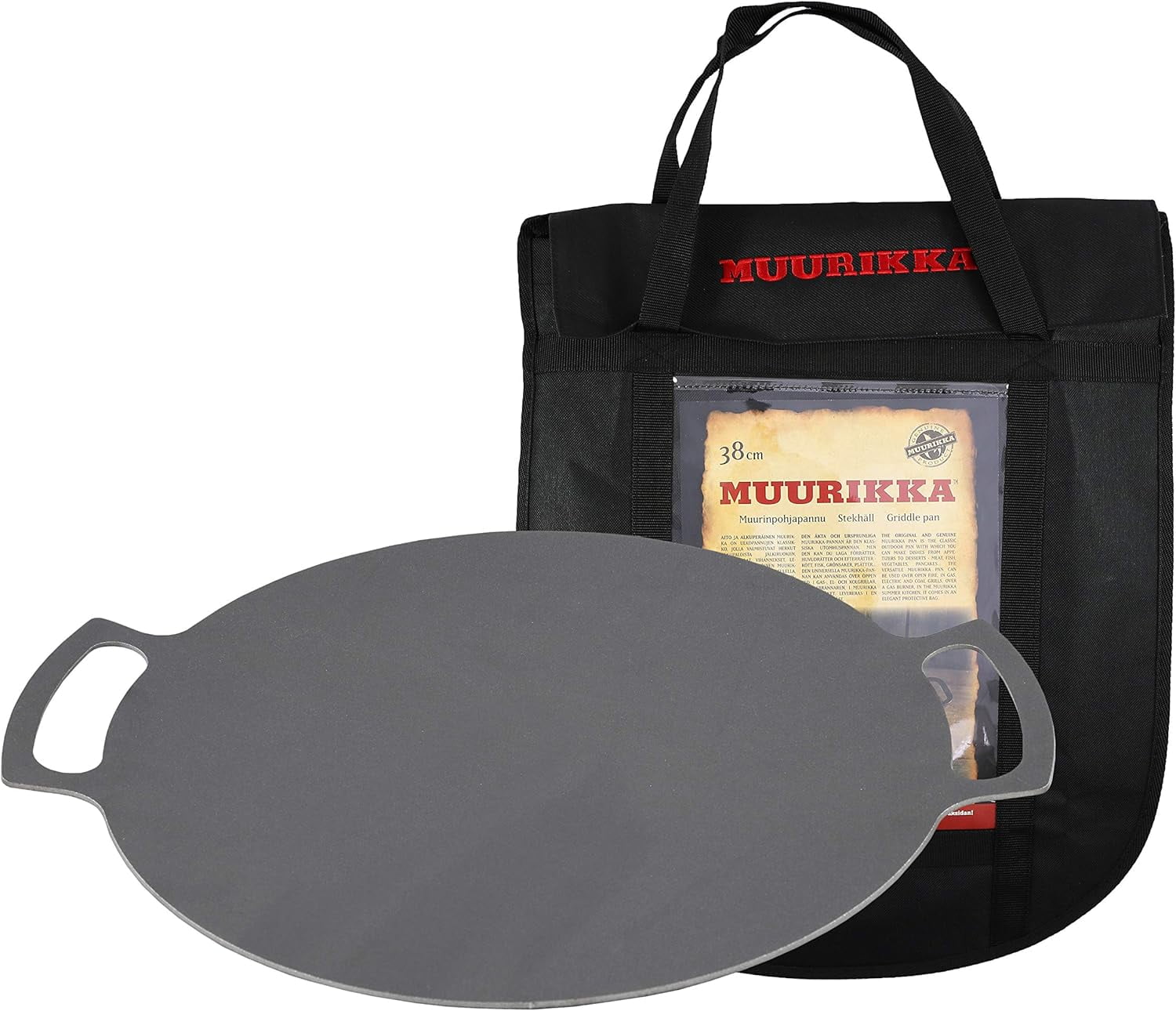 Griddle Pan 48cm Grill for BBQ, Camping, Gas, Open Fire with Cover Bag ...