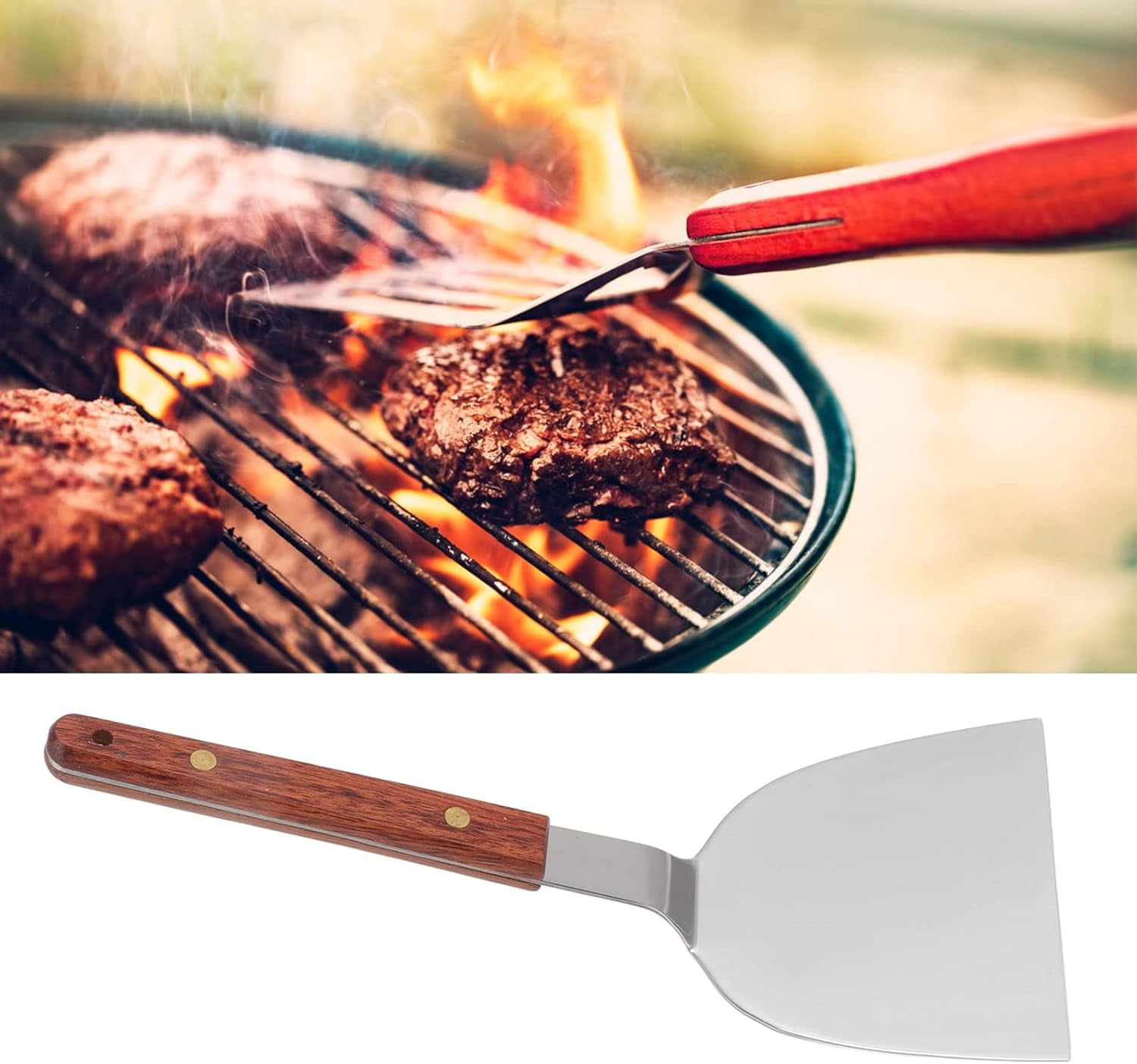 Griddle Scraper, Metal Spatula with Stong Wooden Handle, Teppanyaki ...