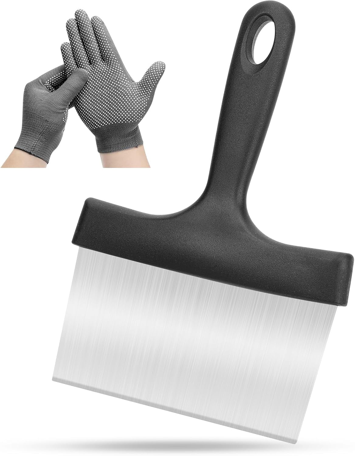 Griddle Scraper, Stainless Steel Flat Top Grill Scraper with 5" Handle ...