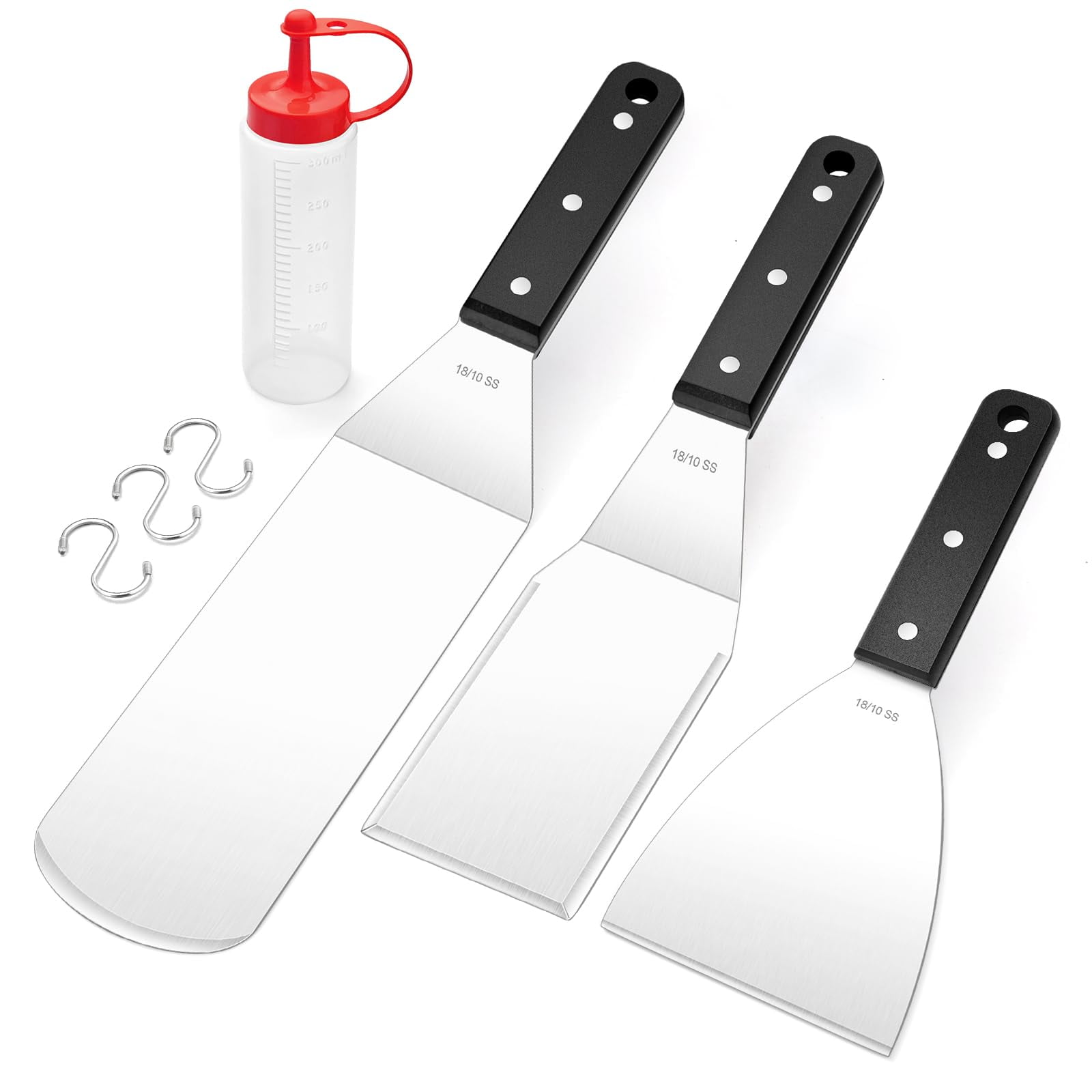 Griddle Spatulas Set of 4, Leonyo 18/10 Stainless Steel Outdoor Griddle ...