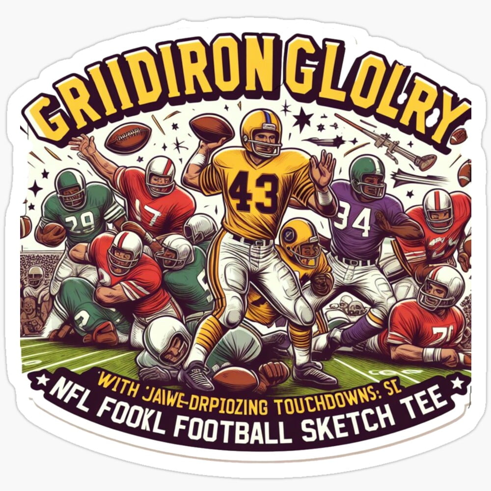 Gridiron Glory: Football Sketch Tee , Sticker Baseball Sticker, Football Sticker, Basketball ...