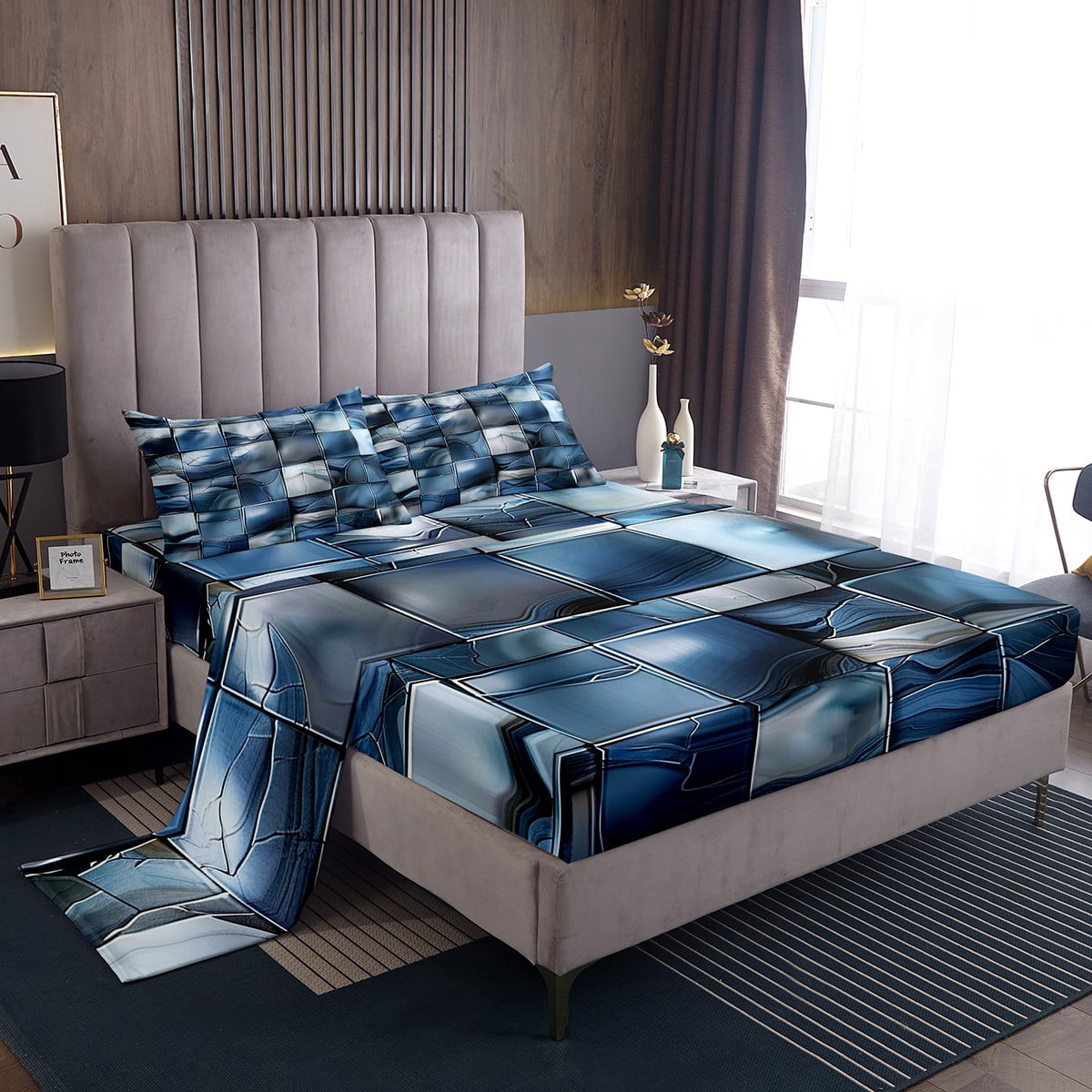Grids Full Bed Sheets Ombre Blue Sheets Sets Blue Marble Print Sheet ...