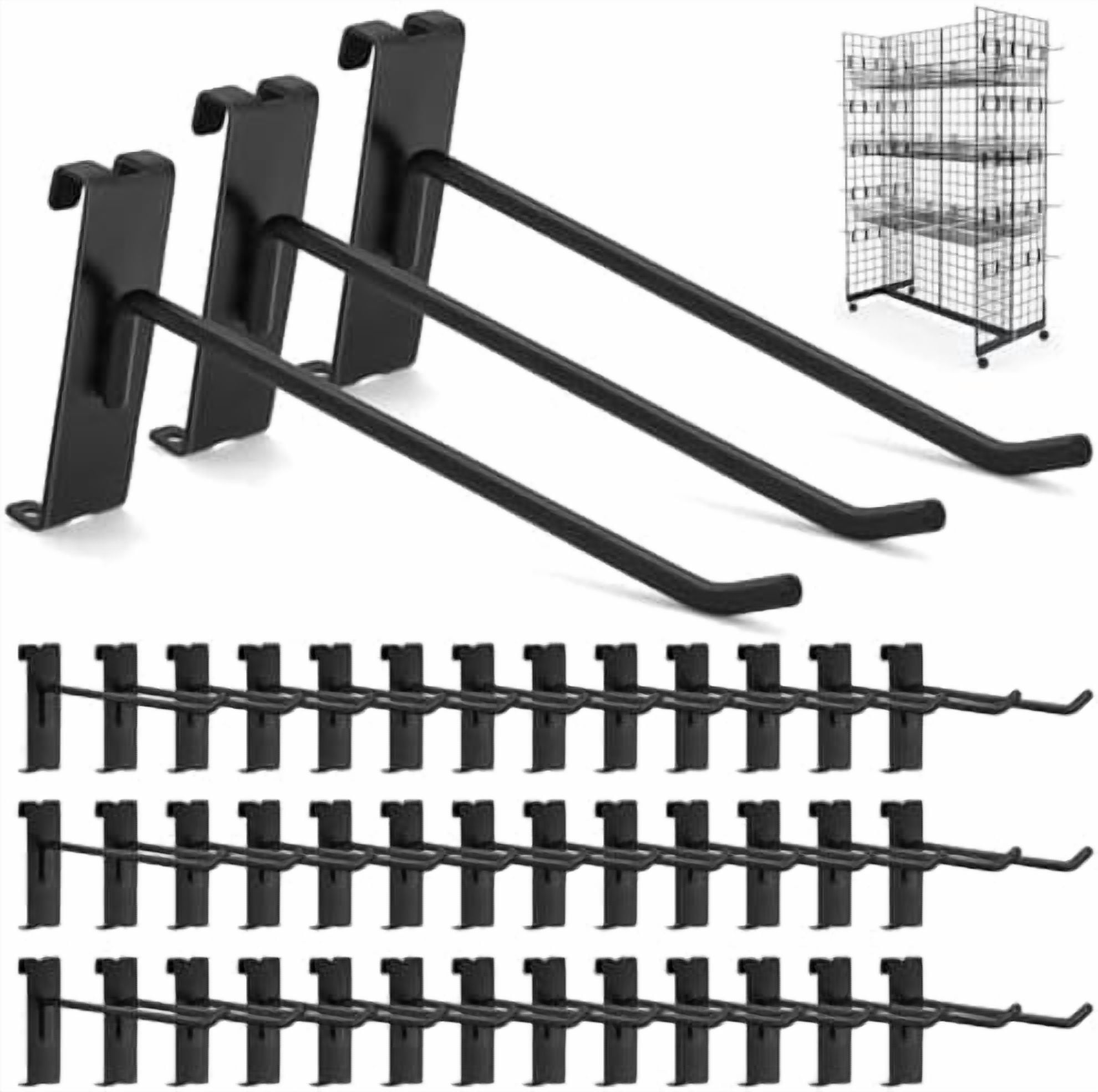 Gridwall Hooks 60 Pcs, Pack in 10 Inch Gridwall & Fixtures Hooks for ...