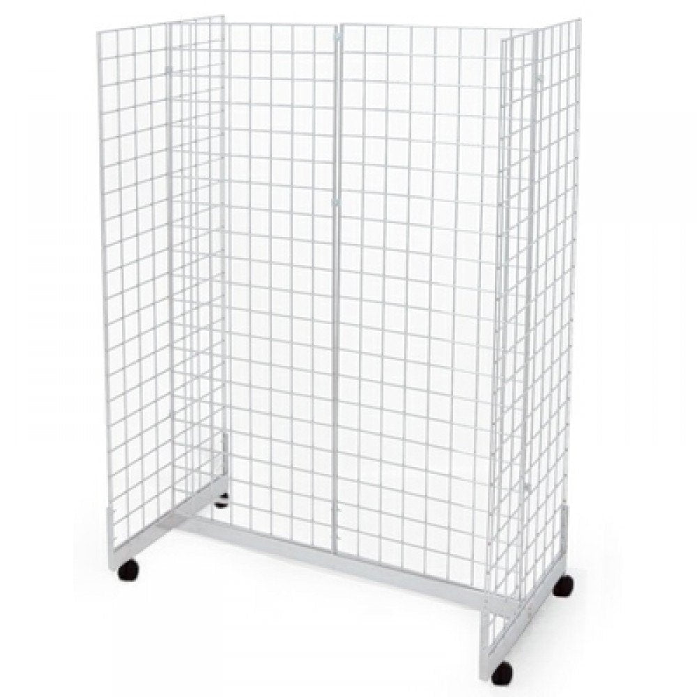 Gridwall Panel Display Fixture with Gondola Base with Casters - WHITE ...