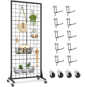 SSWBasics White Triangle Slat Grid Tower with Base & Casters Grid Wall ...
