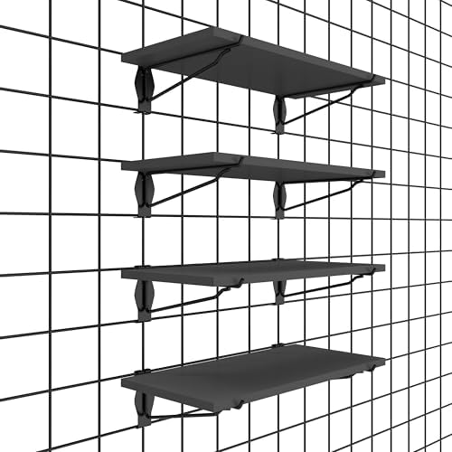 Gridwall Shelves 4 Pack, 16"x 8" Wooden Grid Wall Shelves,12pc Gridwall ...