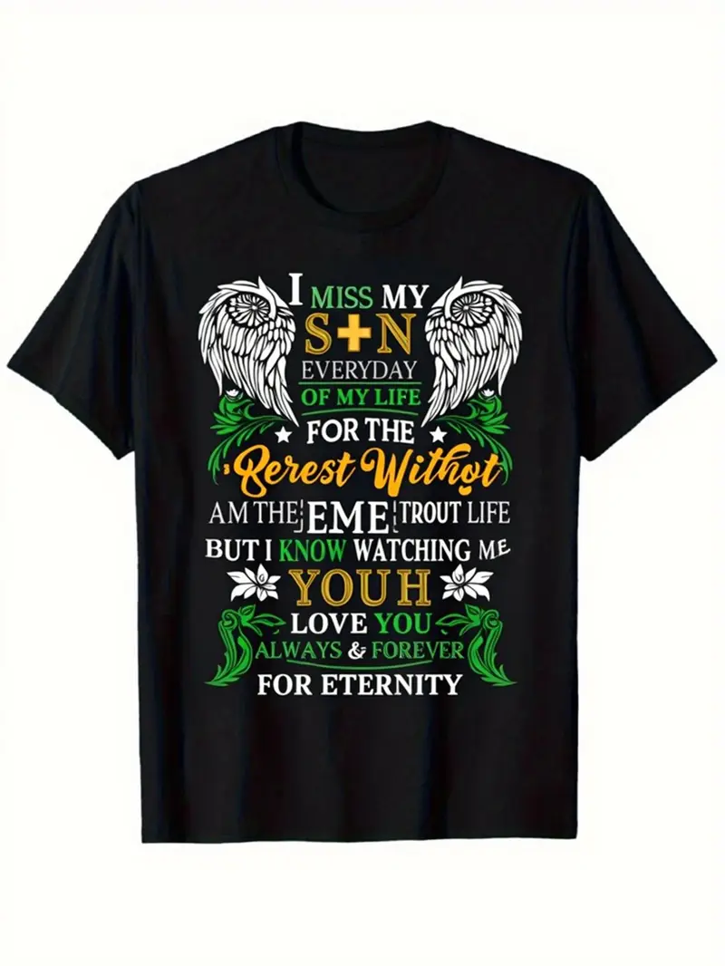 Grief Memorial Angel Wings for Parents Missing Son Unisex Short Sleeve ...