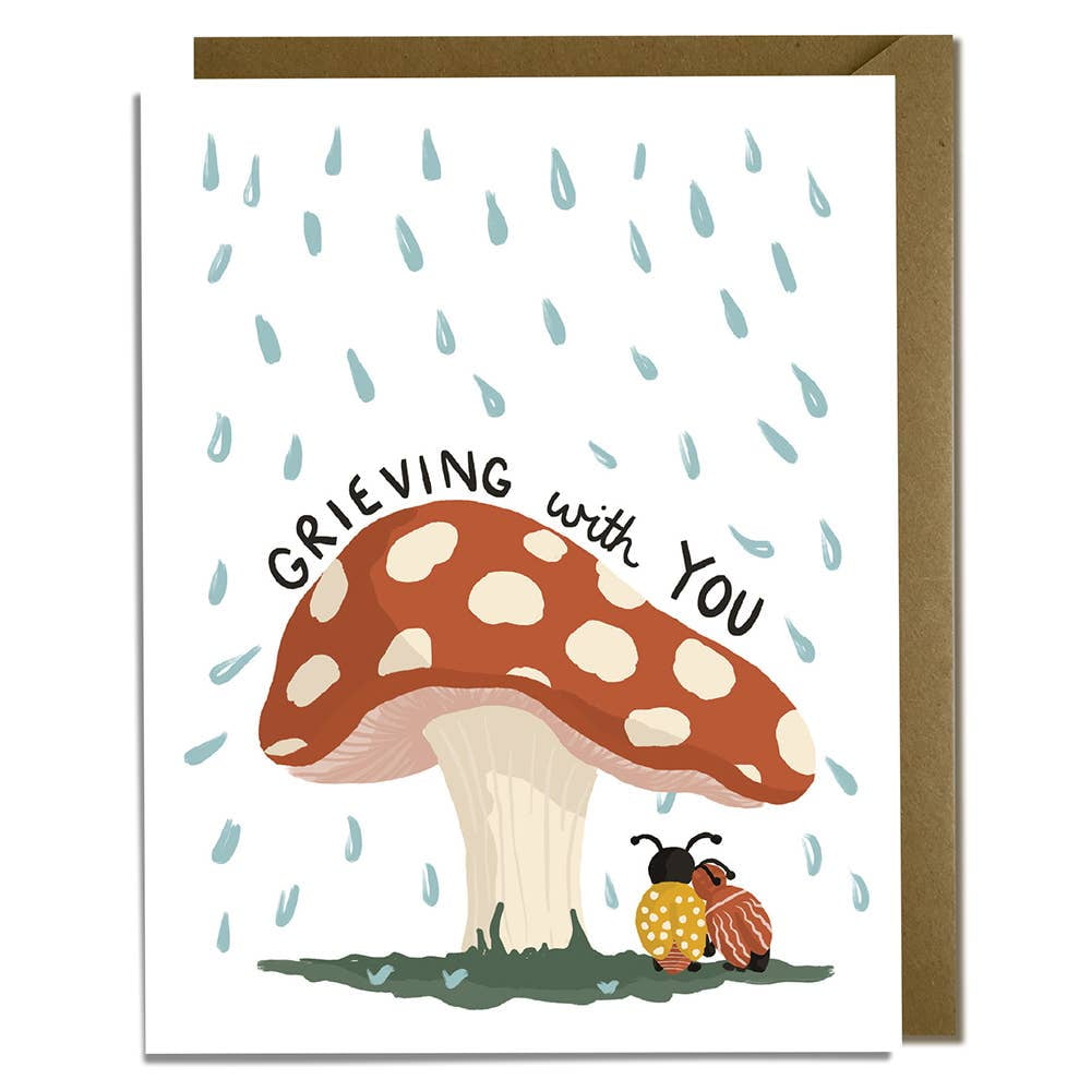 Grieving With You Card – Supportive Mushroom Design for Sympathy ...