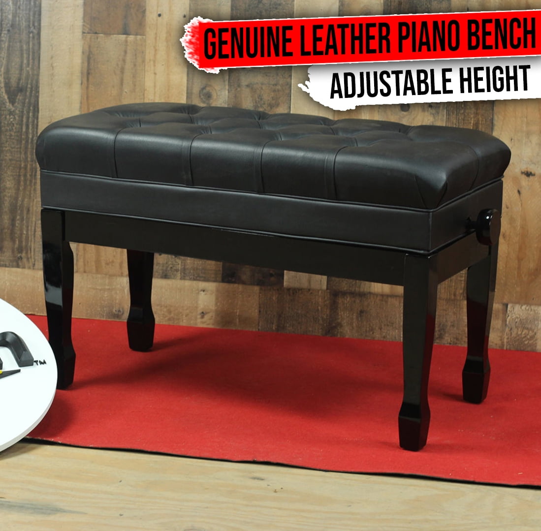 Griffin Genuine Leather Duet Piano Bench Seat | Black Wood Keyboard ...