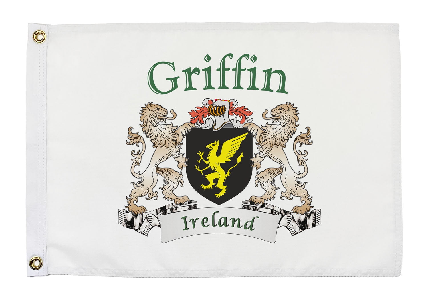 Griffin Irish Coat of Arms Small White Flag - 16"x10.5" inches ...