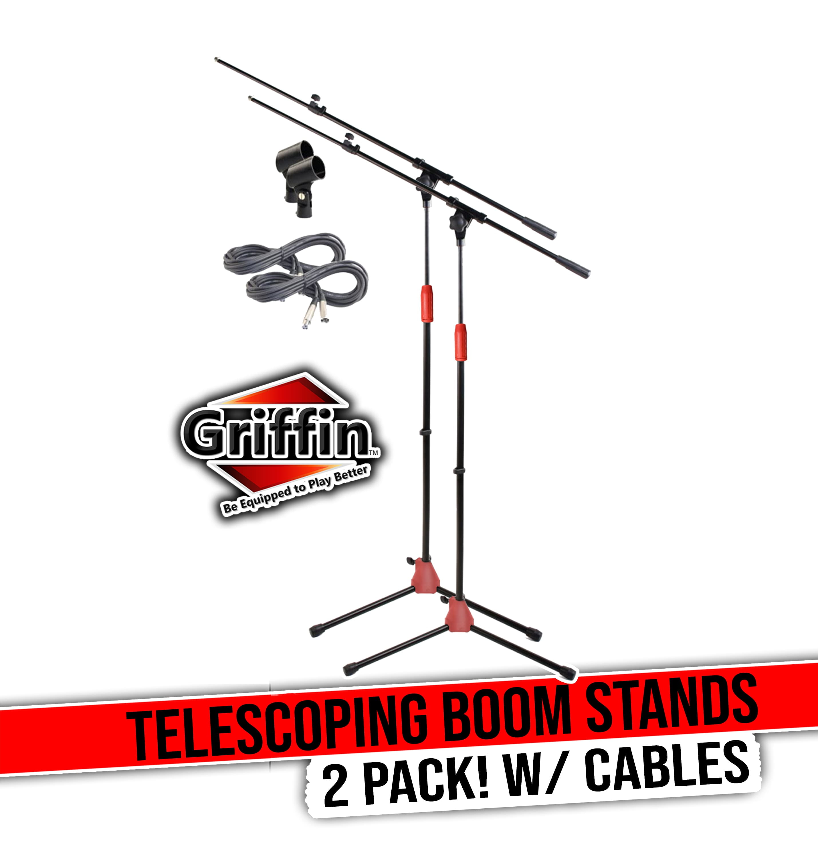 Griffin Microphone Boom Stand with XLR Mic Cable & Clip (Pack of 2 ...