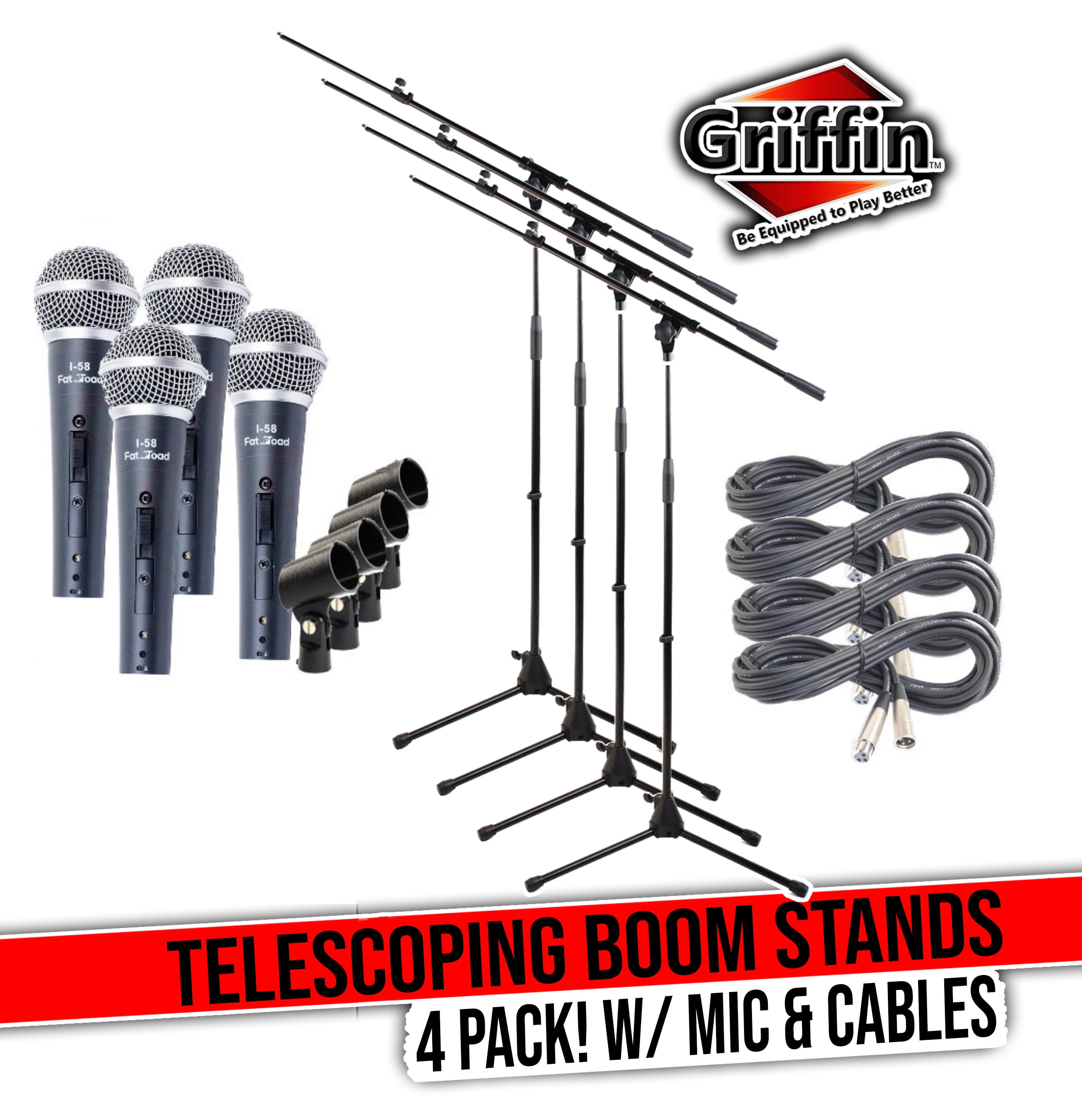 Griffin Microphone Stand with Telescoping Boom Arm, 20 Ft XLR Cable ...