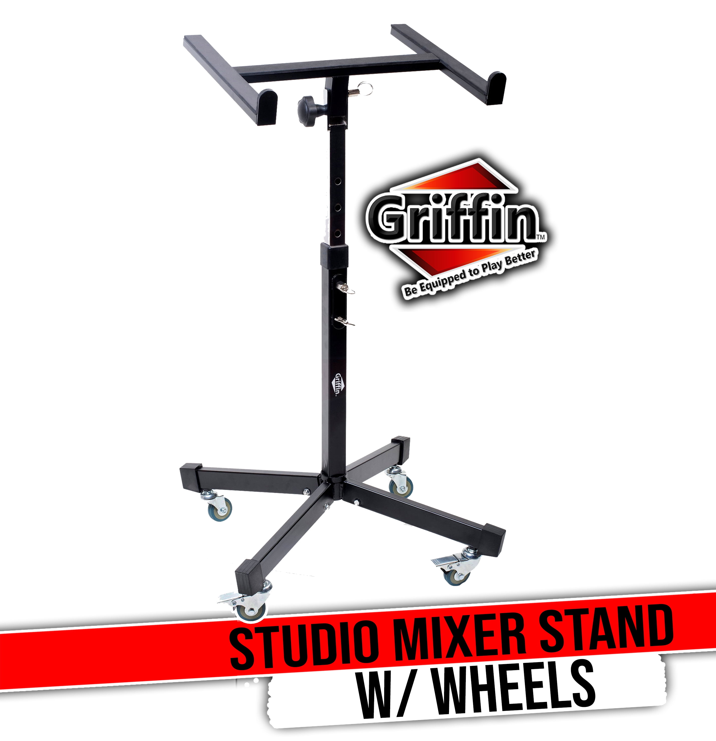 Griffin Mobile Studio Mixer Stand DJ Cart - Rolling Standing Rack On ...