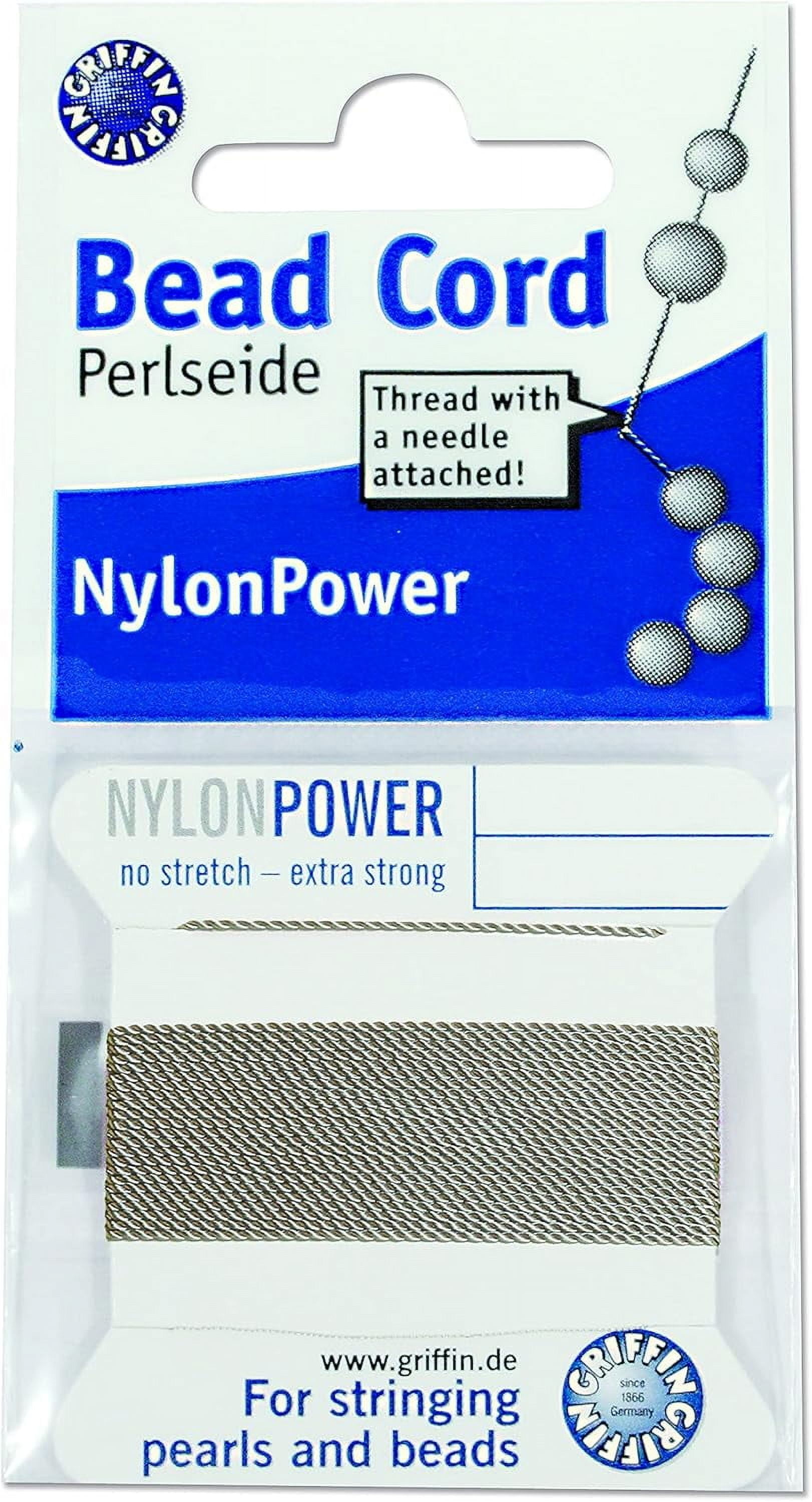Griffin Nylon Bead Cord Perlseide - Grey Color – Size 6 (0.70mm) – 2 ...