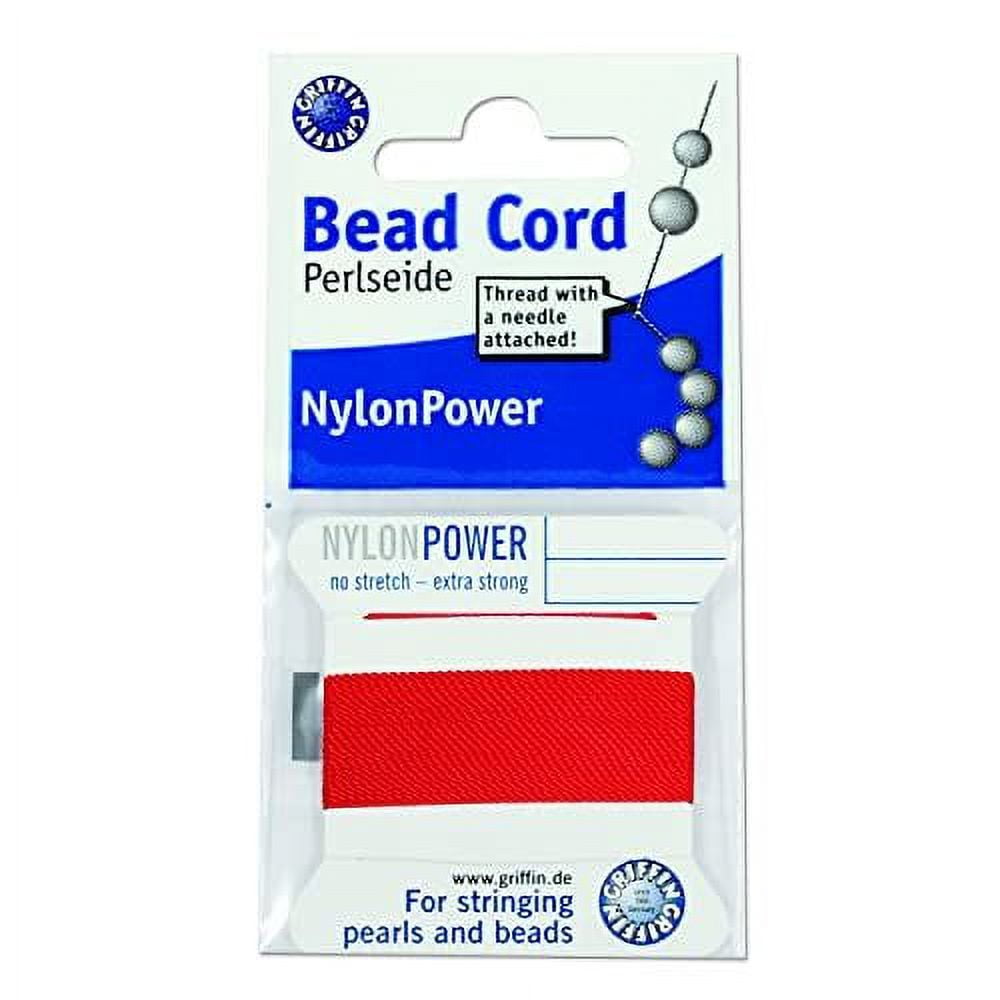 Griffin Nylon Bead Cord Perlseide – Red Color – Size 3 (0.50mm) – 2 ...