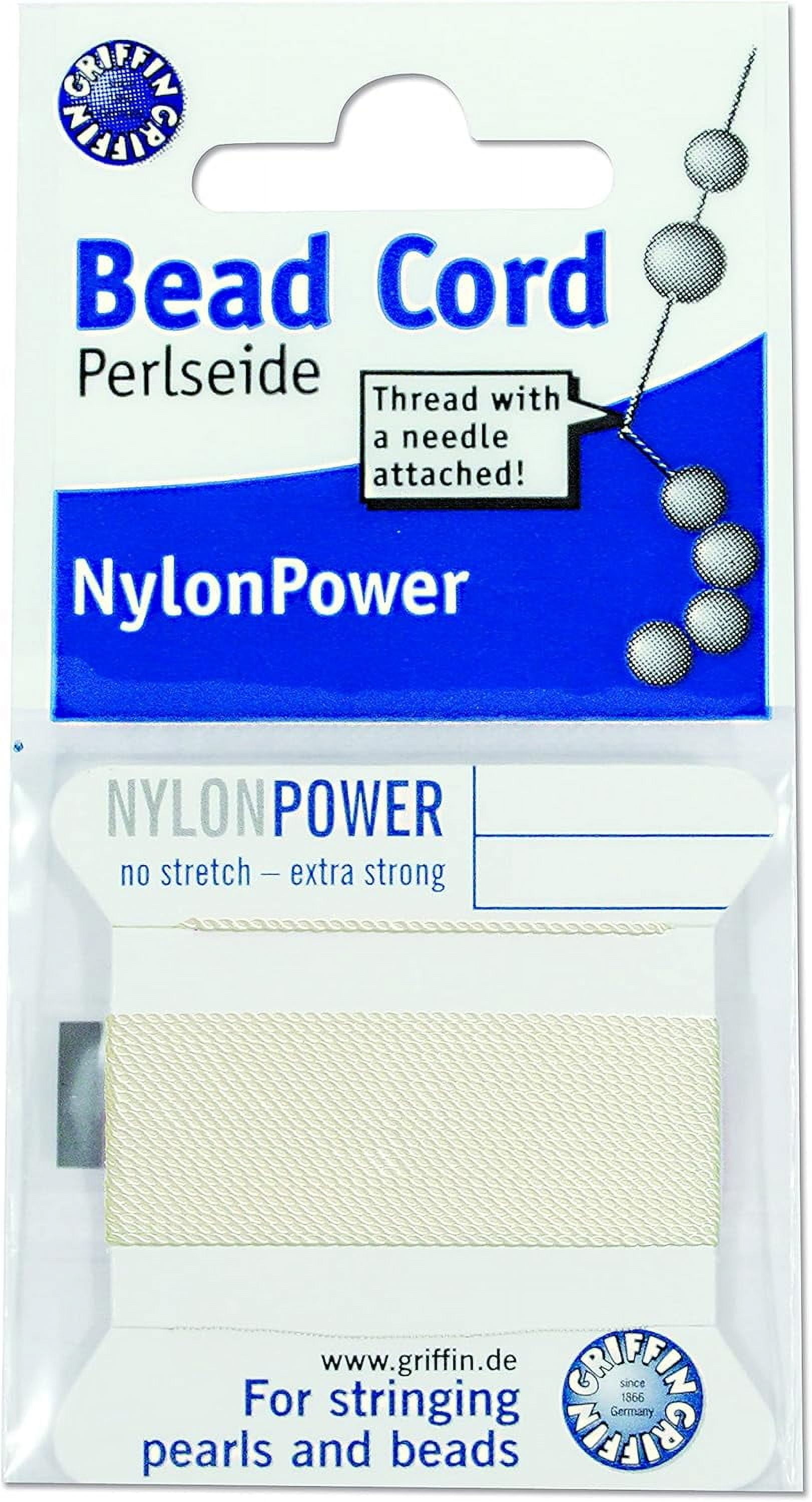 Griffin Nylon Bead Cord Perlseide - White Color – Size 6 (0.70mm) – 2 ...