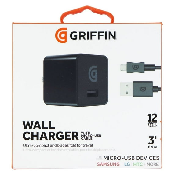 Griffin PowerBlock Universal USB-A 12W Wall Charger with USB-A to Micro ...