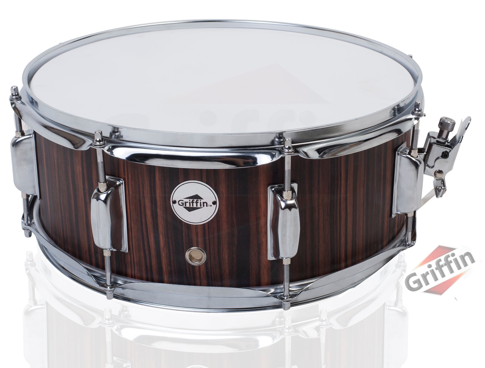 Griffin Snare Drum 14"x5.5" with Black Hickory PVC, Poplar Wood Shell ...