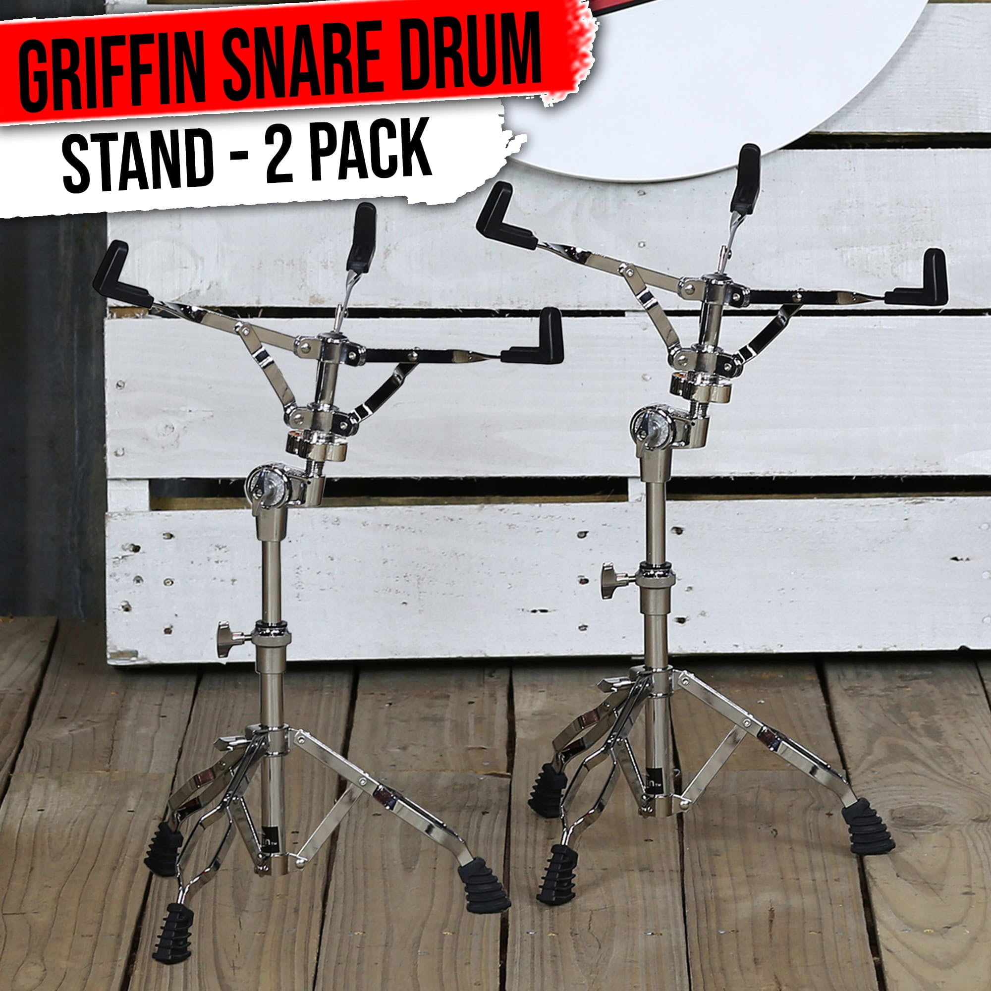 Griffin Snare Drum Stands (2 Piece Percussion Kit) Double Braced Leg ...