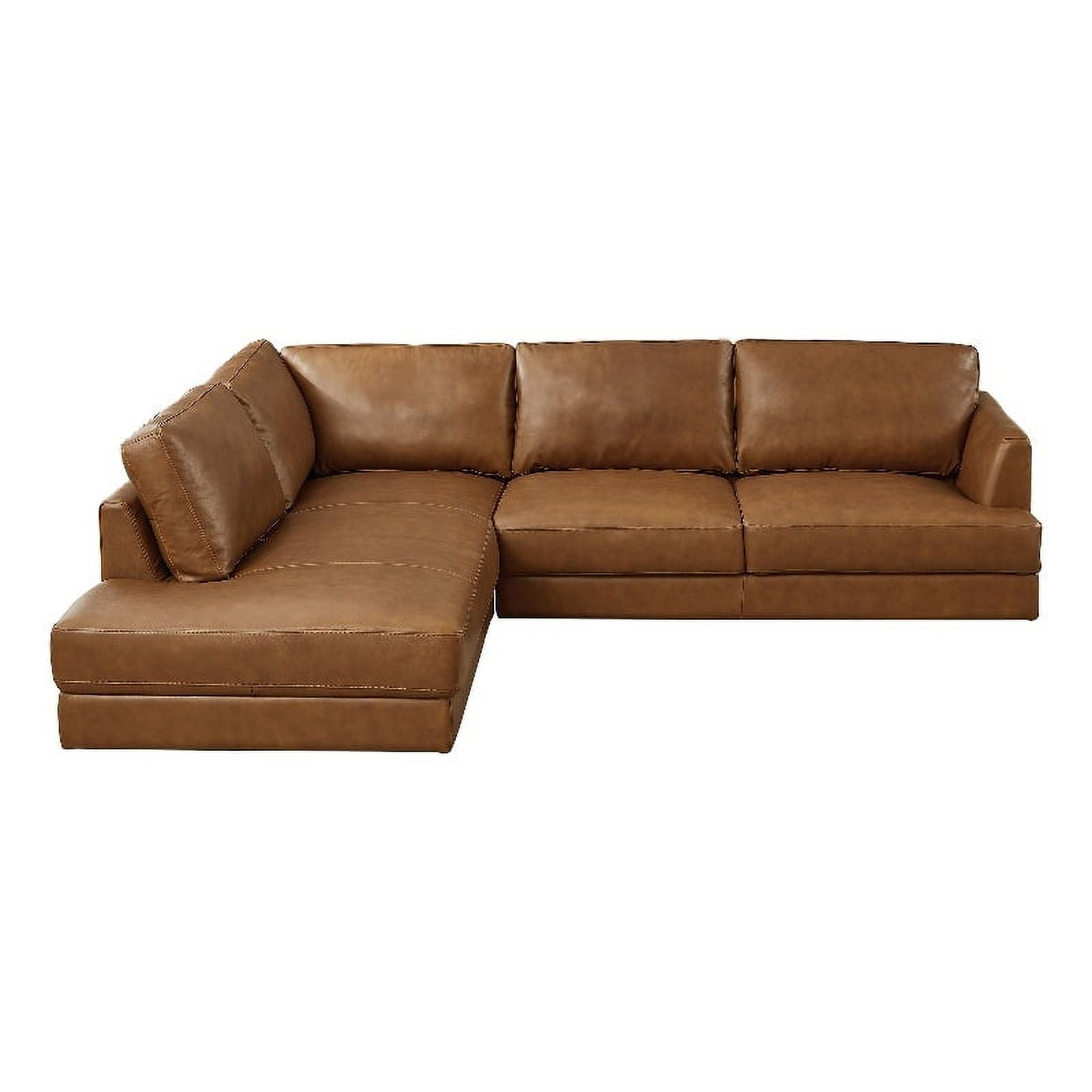 Griffith Upholstered Left-Facing Leather Sectional Sofa in Cognac Tan ...