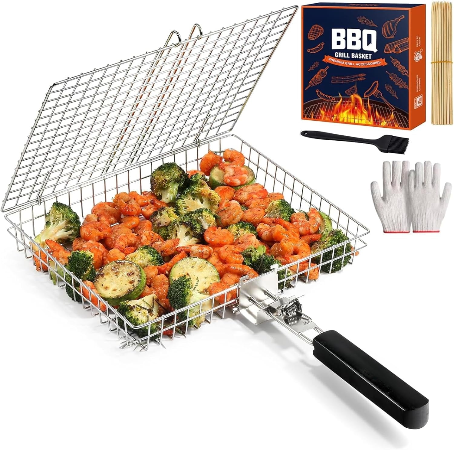 Grill Basket - Grill Baskets for Outdoor Grill, Stainless Steel Large ...