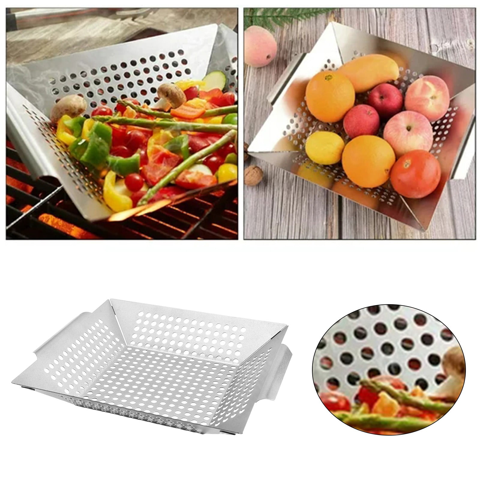 Grill Basket for Outdoor Grill - Durable Stainless Steel Vegetable ...