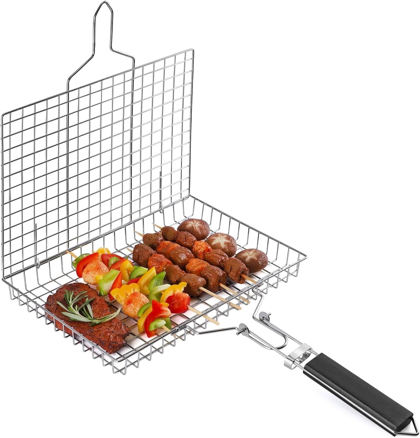 OCHAPA Stainless Steel Grill Baskets with Foldable Handle, Portable ...