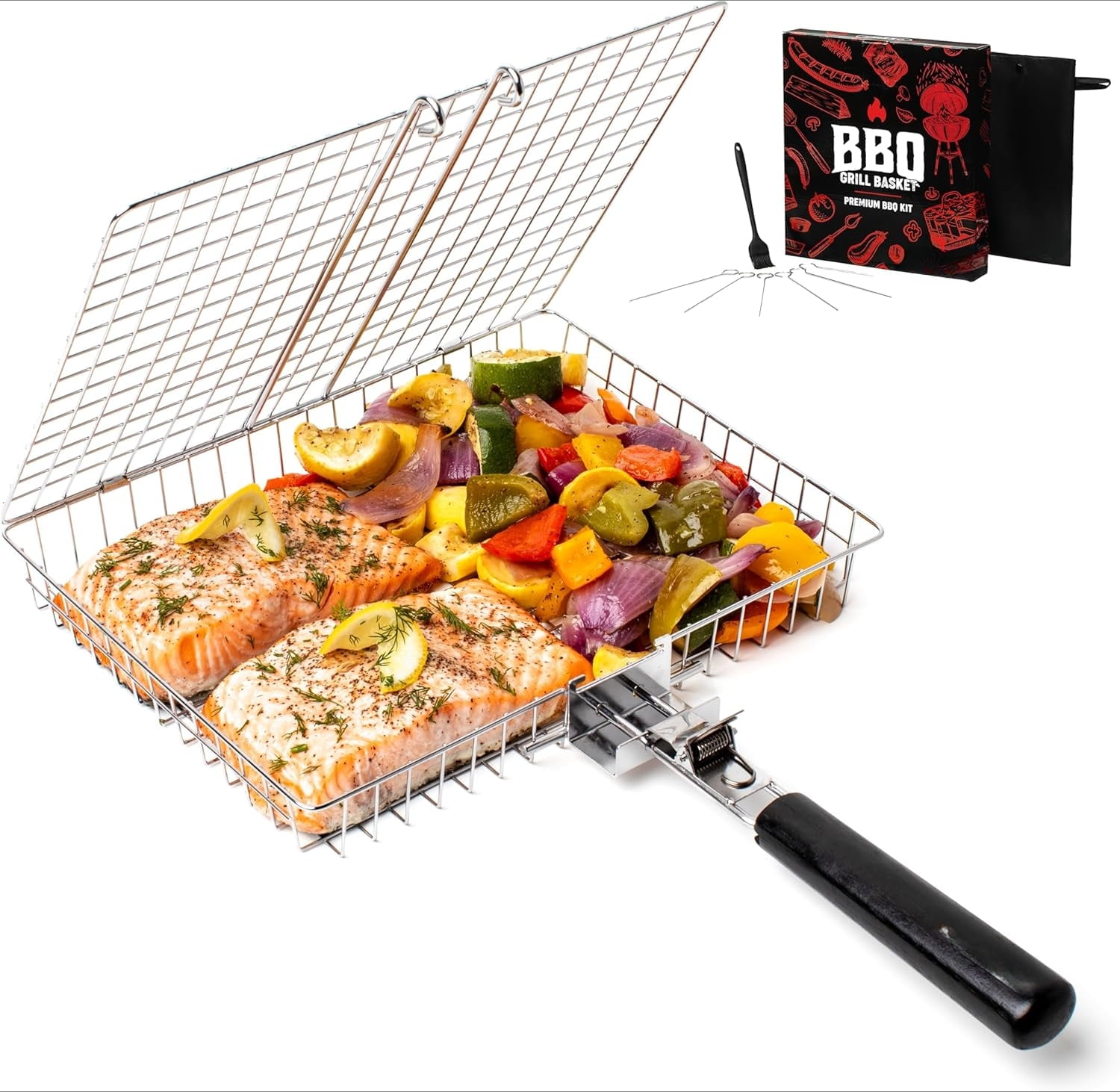 Grill Basket, Stainless Steel Large Folding Grilling baskets With ...