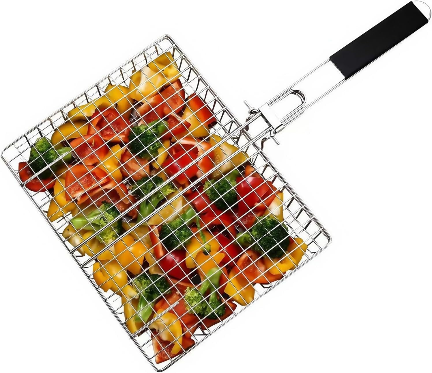 Grill Basket Stainless Steel with Portable Removable Handle BBQ ...