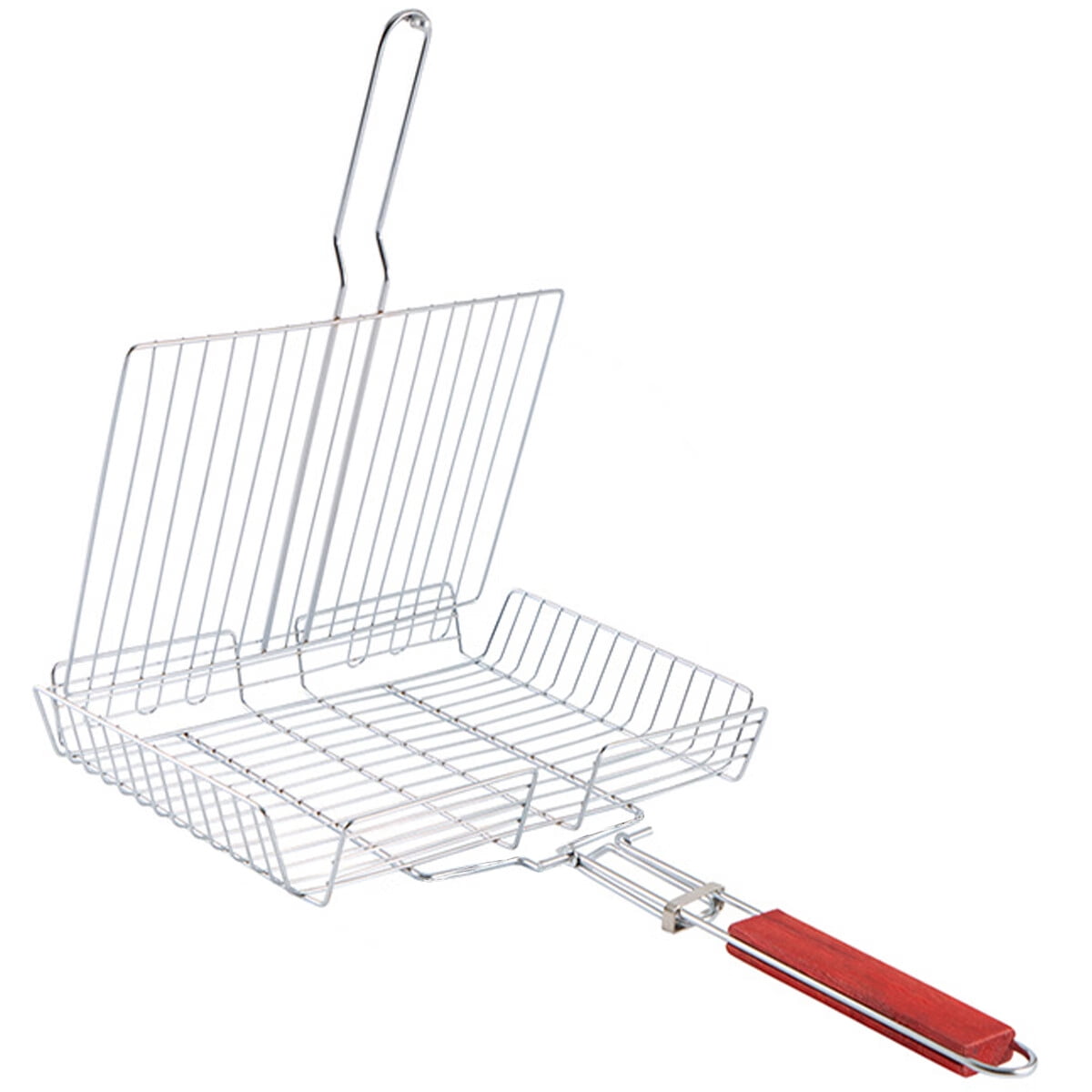 Grill Basket with Wooden Handle Rustproof Stainless Steel Fish Grill ...