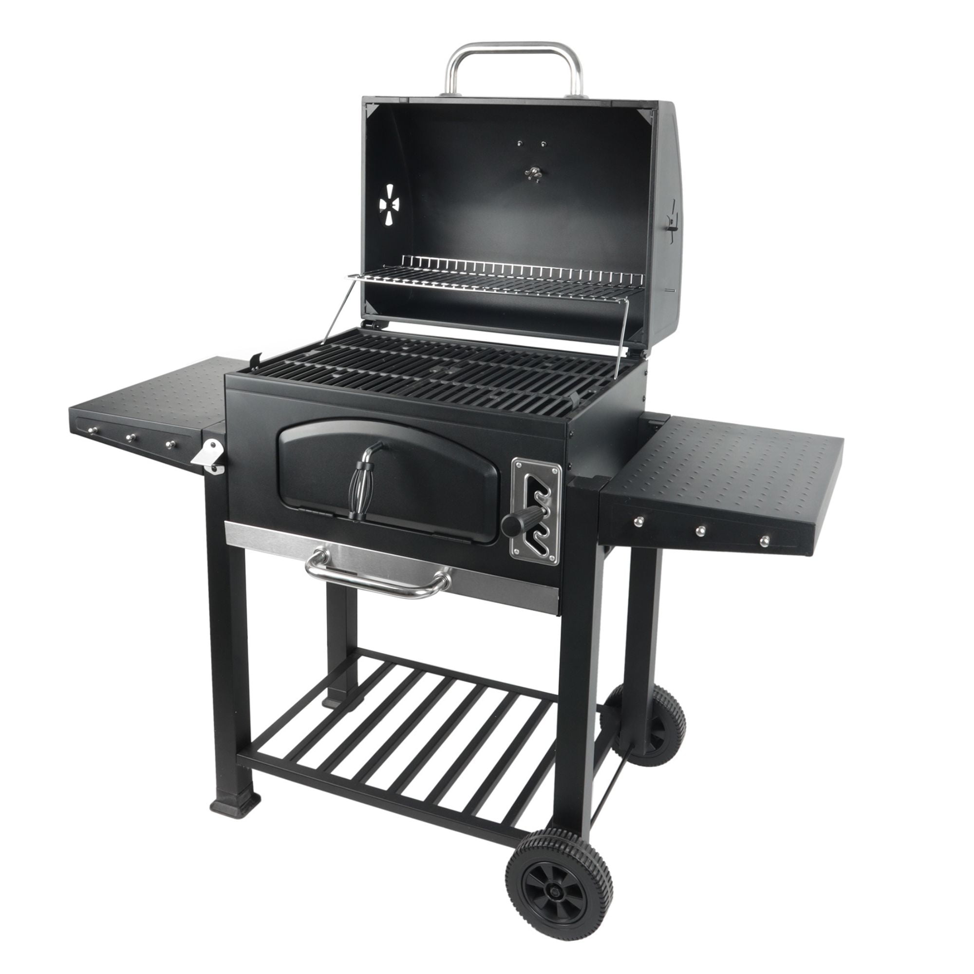 Grill Boss 24 Inch Charcoal BBQ Grill with Side Shelves, Built-In ...