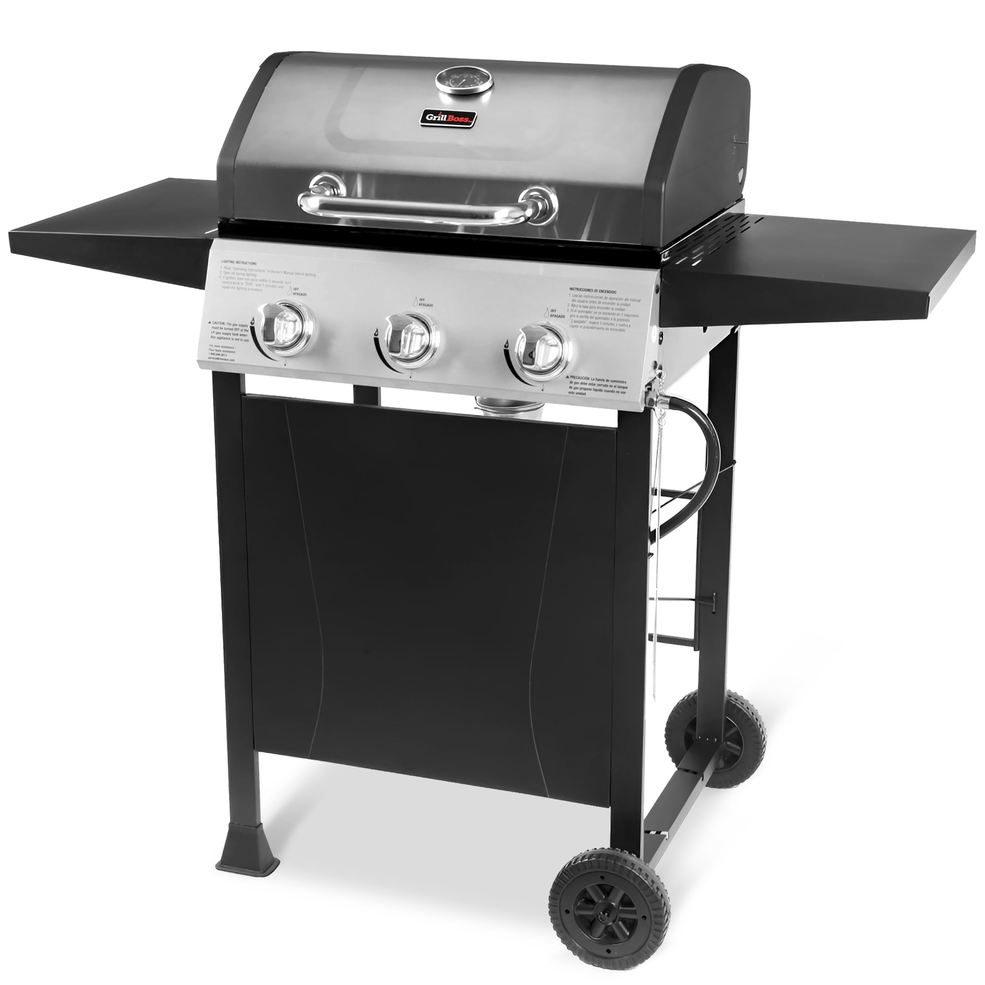 Grill Boss 3 Burner Propane Gas Grill, 27,000 BTU, Portable BBQ w ...
