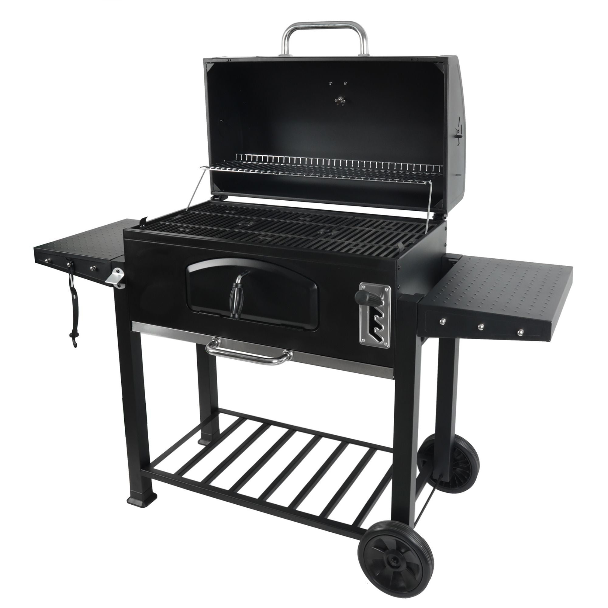 Grill Boss 32 Inch Charcoal BBQ Grill with Side Shelves, Built-In ...