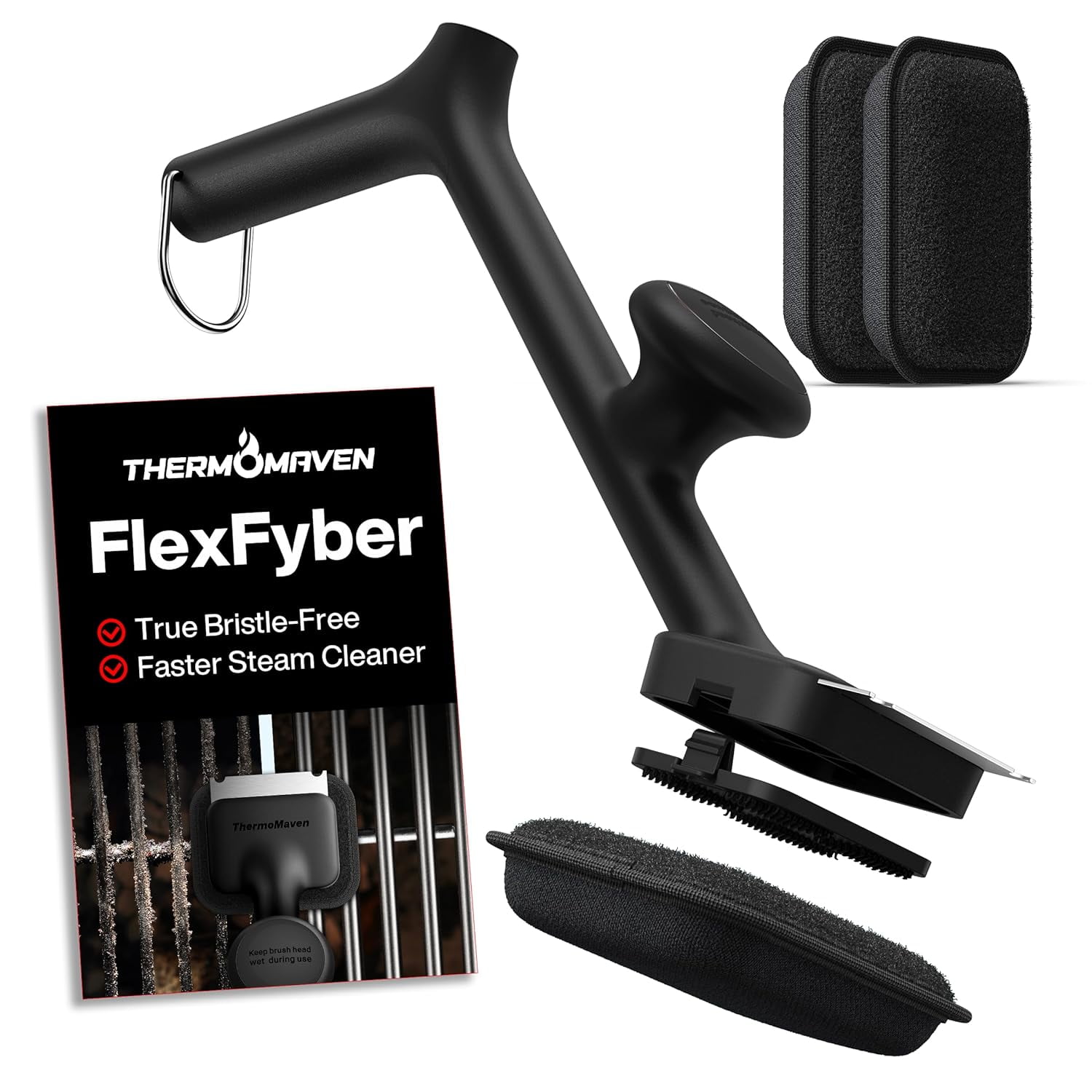 Grill Brush Bristle Free with 3 Replacement Brush Heads, Steam Grill ...