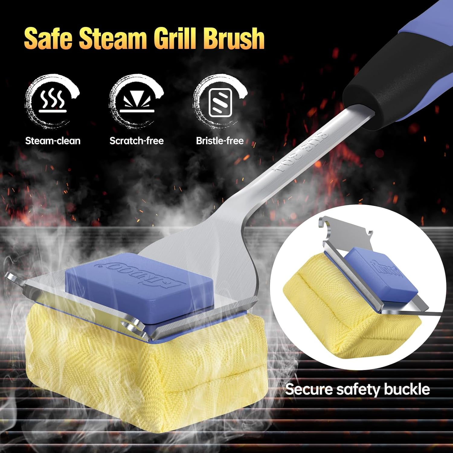 Grill Brush Bristle Free for Outdoor Grill, Steam Grill Cleaning Brush ...