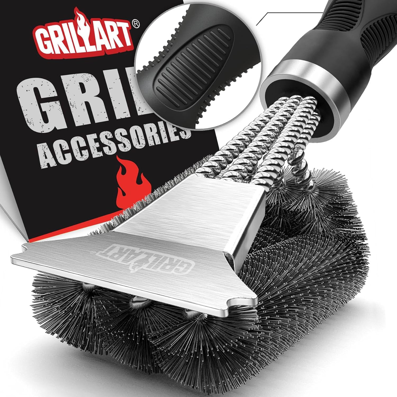 Grill Brush and Scraper, Extra Strong BBQ Cleaner Accessories, Safe ...