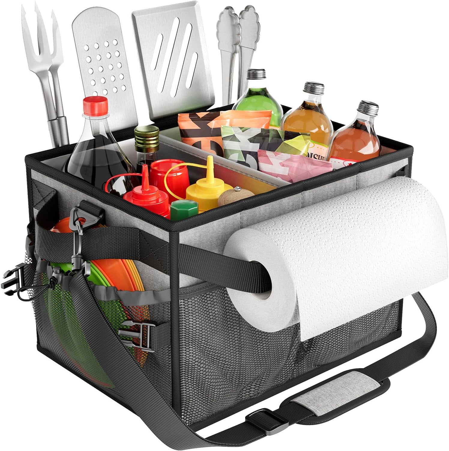 Grill Caddy, BBQ Caddy with Paper Towel Holder, Picnic Griddle Caddy ...