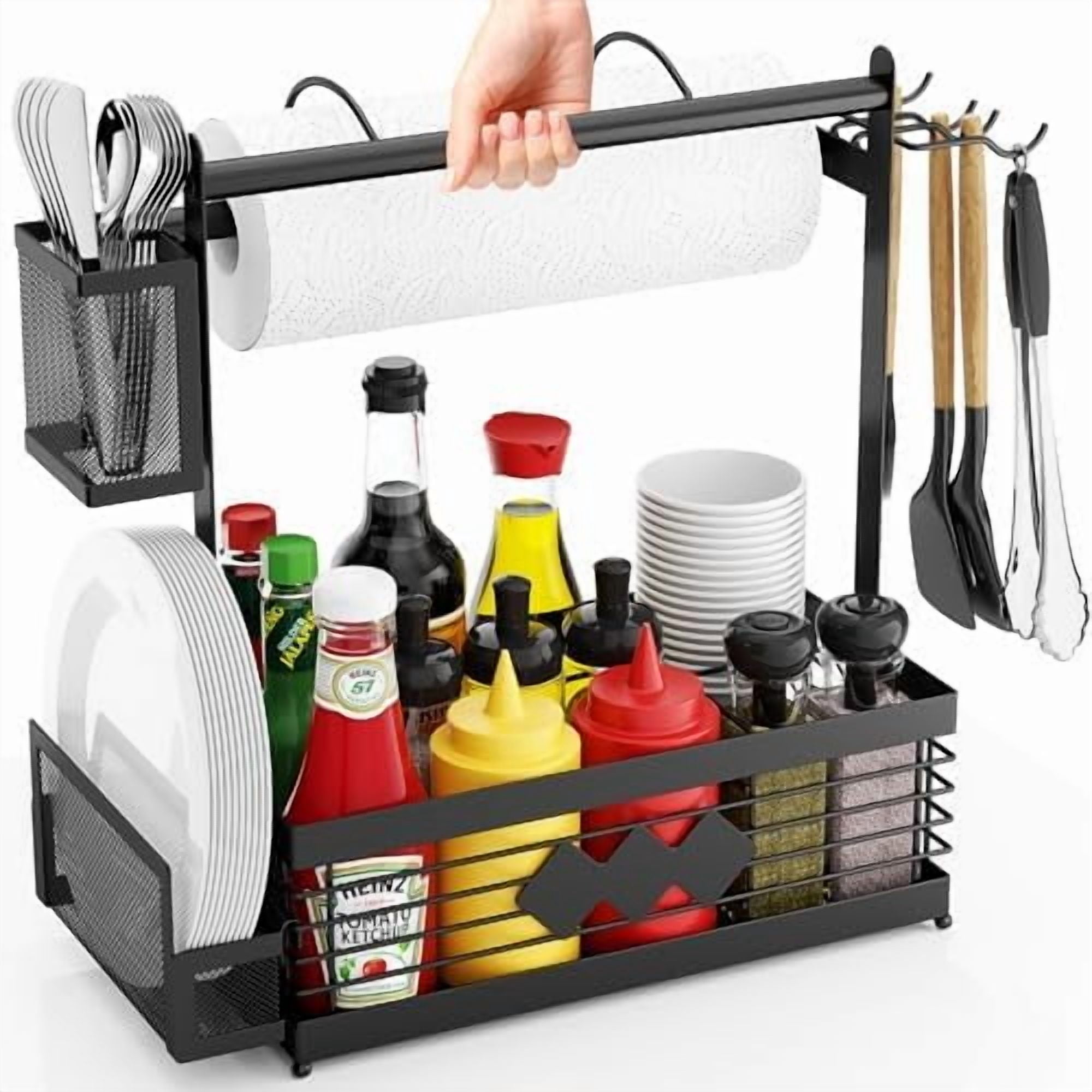 Grill Caddy for Outdoor Grill, BBQ Caddy with Camping Paper Towel ...