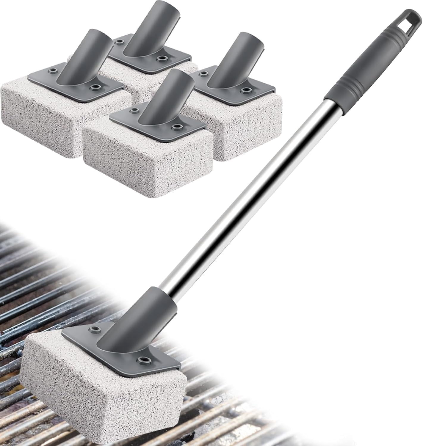 Grill Cleaner for Outdoor Grill, Grill Brick with 17" Long Handle, 5 ...