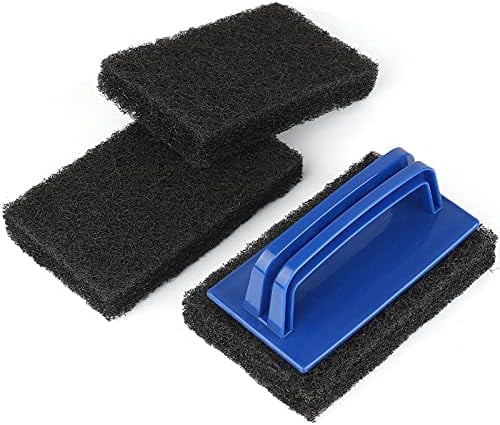 Grill Cleaning Kit, Heavy Duty Griddle Scrubber Scouring Pad & Handle ...