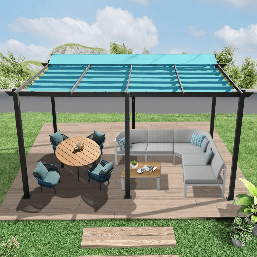 Grill Gazebo Retractable Canopy Outdoor Pergola Enhanced Cooking ...