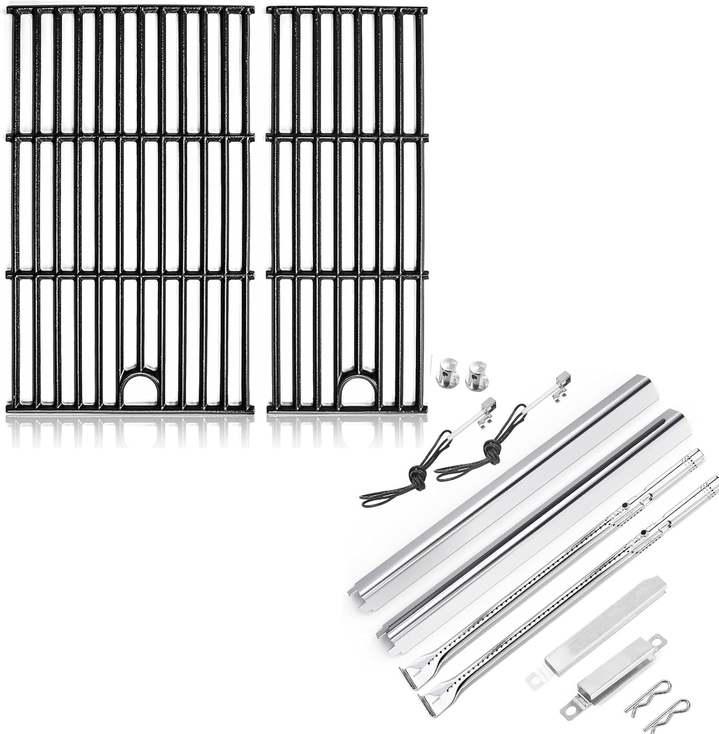 Grill Grates Kit Replacement for 2 Burner Gas Grill Cast Iron Cooking ...