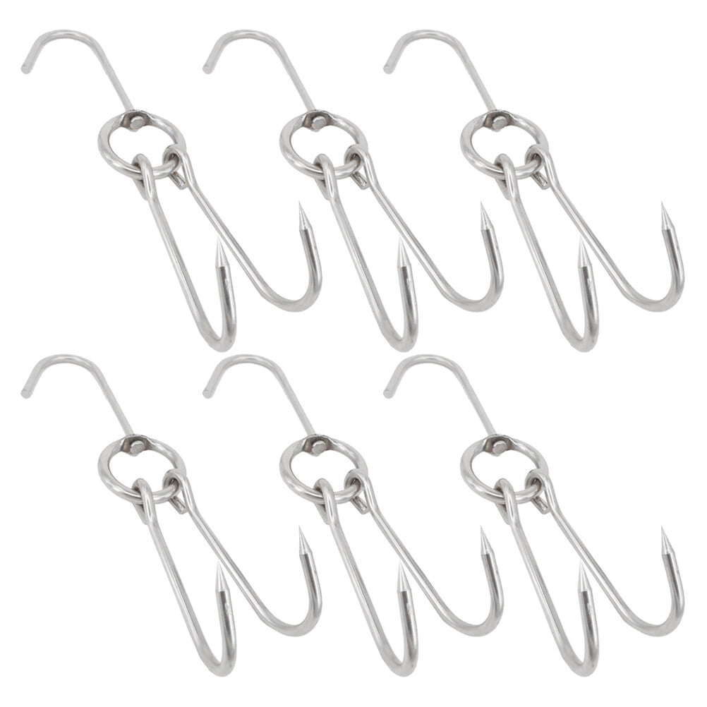 NIAIZEK Stainless Steel Double Meat Hooks Silver 6pcs for Cooking ...