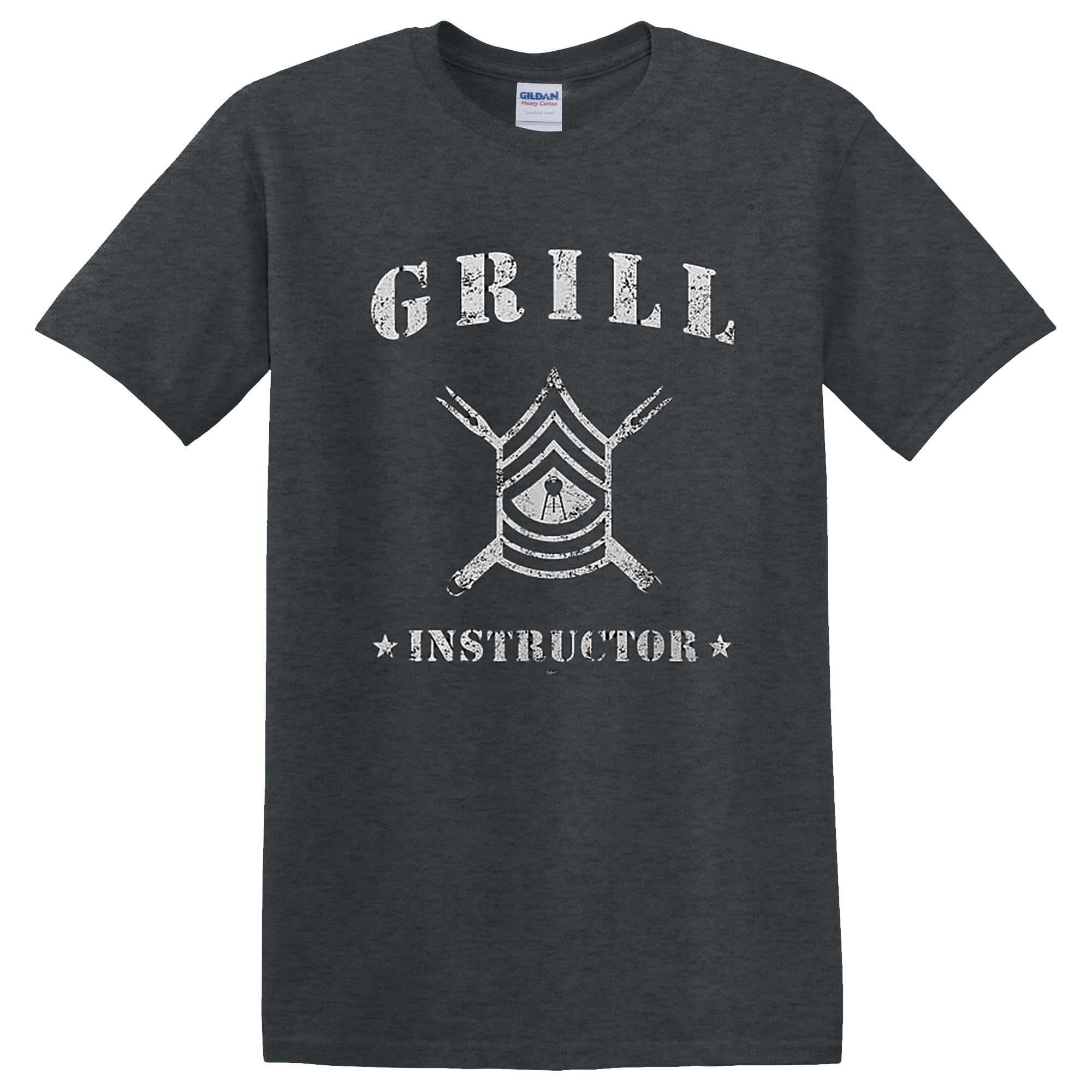Grill Instructor Sergeant BBQ Father's Day Funny Cookout King T-Shirt ...