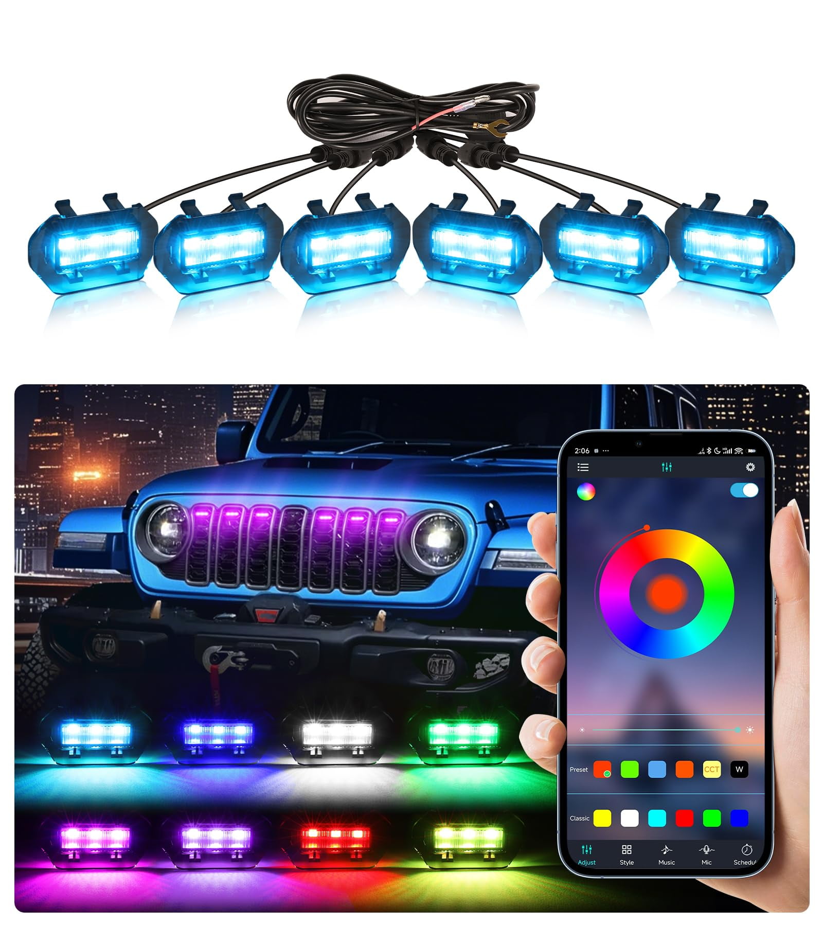 Grill Lights for Jeep KEF16 Wrangler JL JLU Front Bumper Grille LED ...