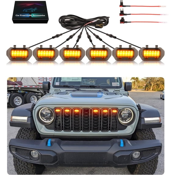Grill Ligts for Jeep Wrangler JL JLU Front Bumper Grille LED Running ...