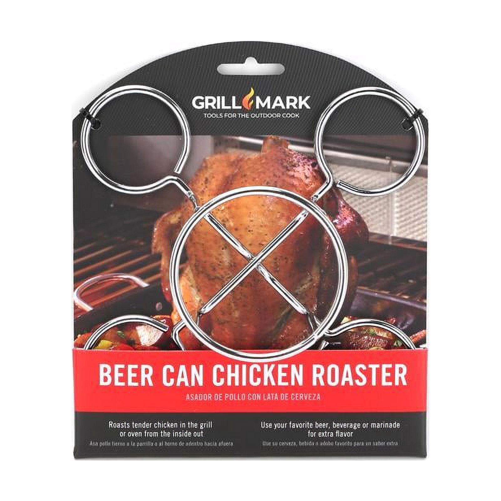Grill Mark 8084090 6 x 6 in. Silver Steel Beer Can Poultry Roaster ...