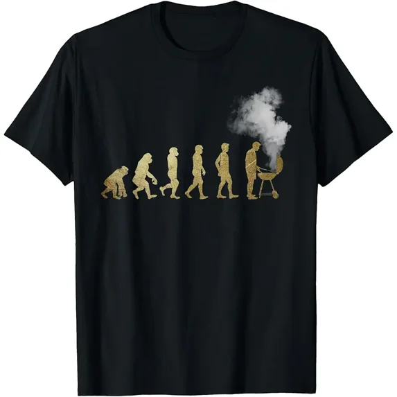 Grill Master Evolution Funny BBQ Silhouette Men Short Sleeve Graphic T ...