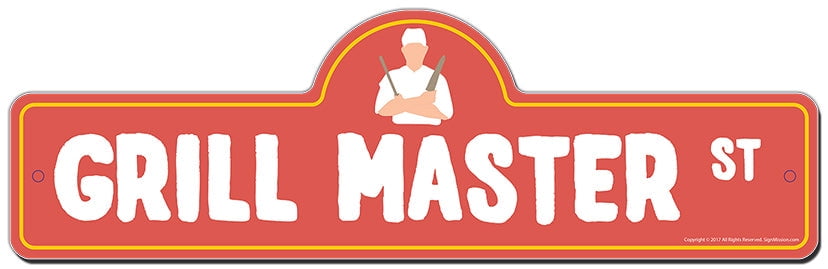 Grill Master Street Sign | Indoor/Outdoor | Funny Home Decor for ...