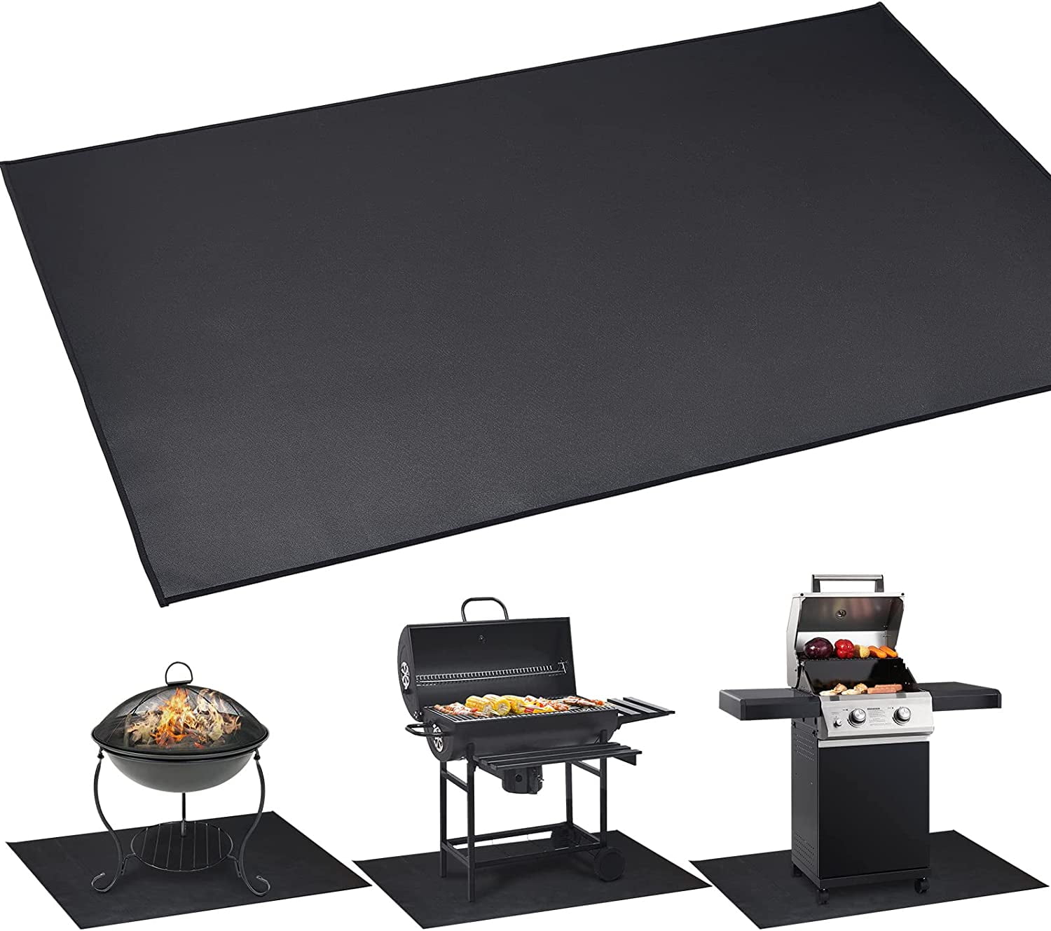 Under Grill Mat 48 ×30 Inch for Outdoor Charcoal, Flat Top, Smokers ...